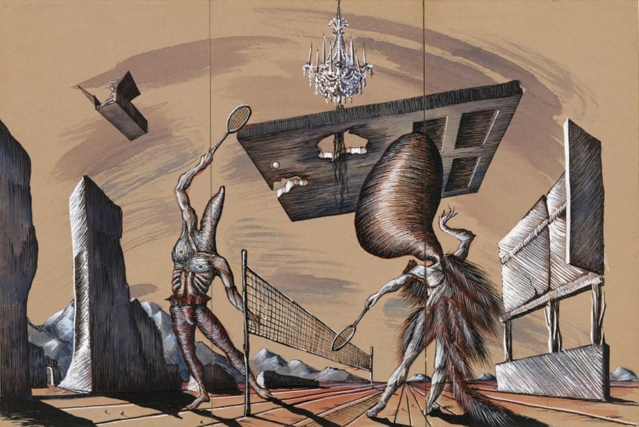 Gray Foy | Untitled [Landscape with Tennis Match under Chandelier], 1944