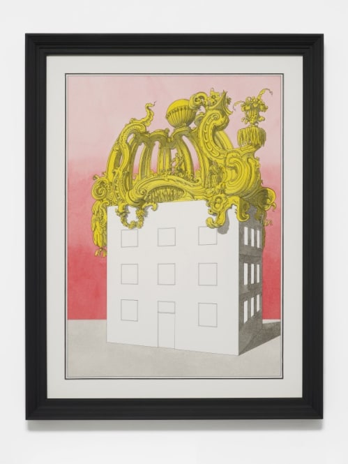 Pablo Bronstein | Roof structure in Repousse Gold, 2018 | Art Basel