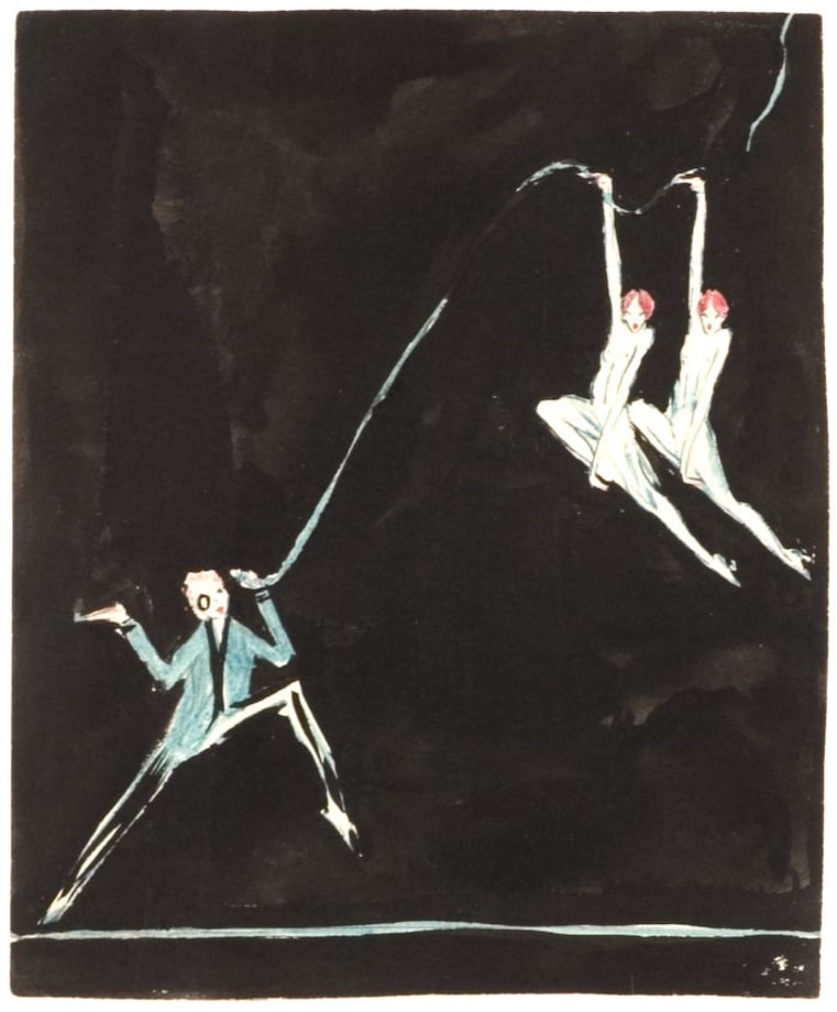 Clara Tice | Man with Monocle and Two Floating Dancers, 1917