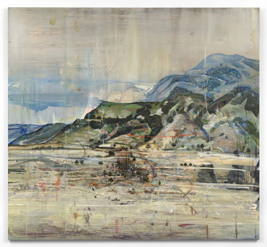 Ged Quinn | Burnt Village With Northern Lights, 2019